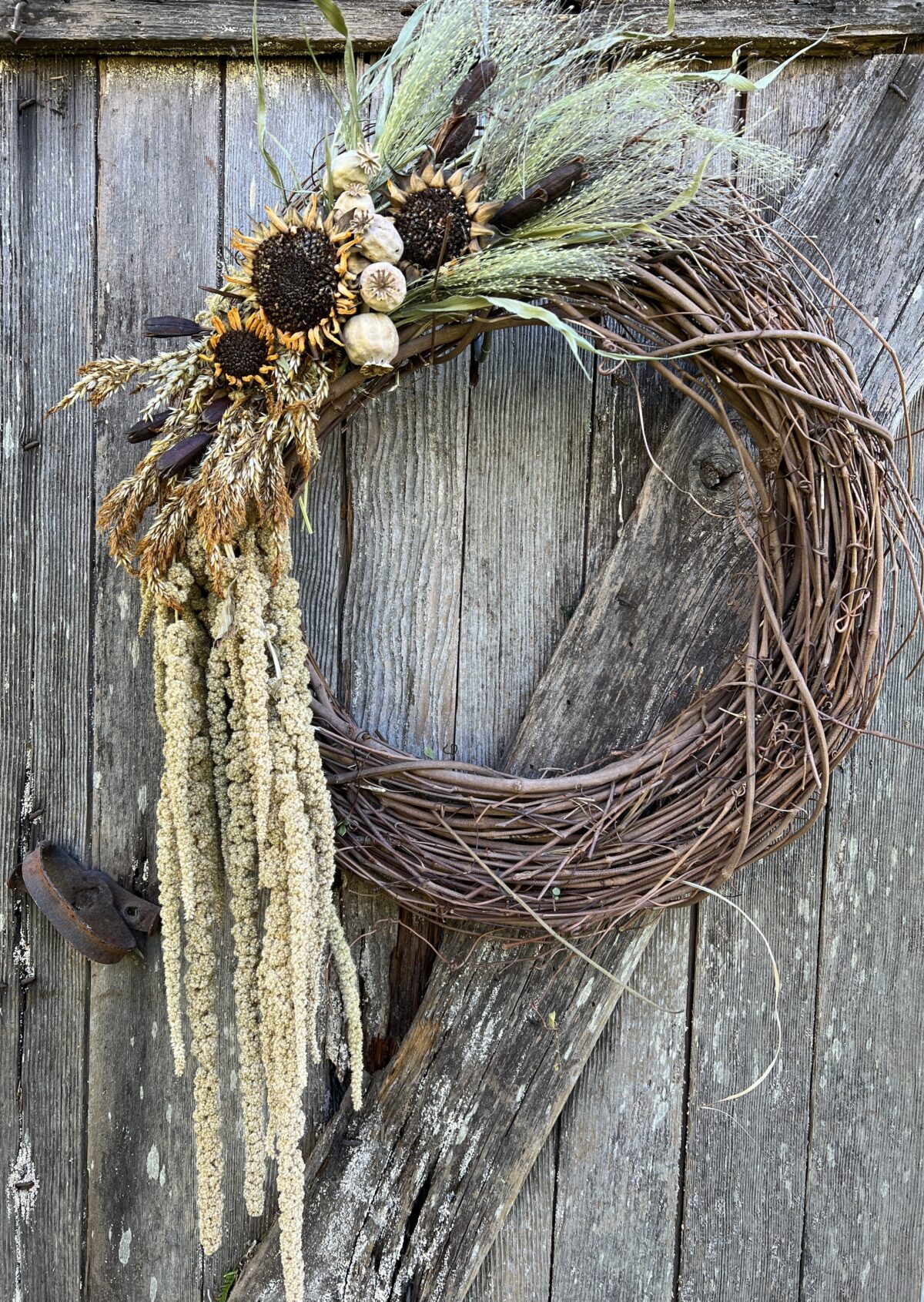 Sunflowers and Amaranth Dried Wreath - Sublime Gardens